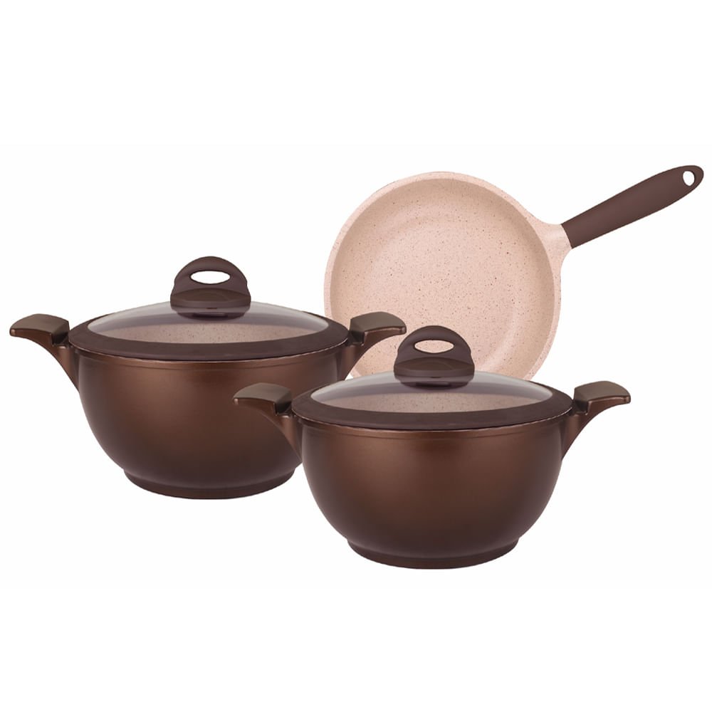 Conjunto de Panelas Belga 3 Peças Marrom MTA - Camicado