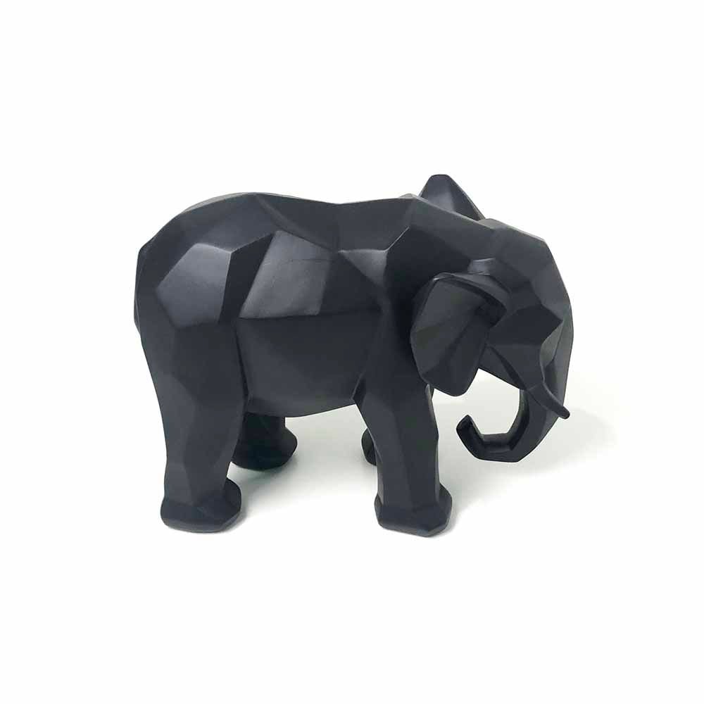 Escultura Elefante Preto Fosco Grande - Camicado