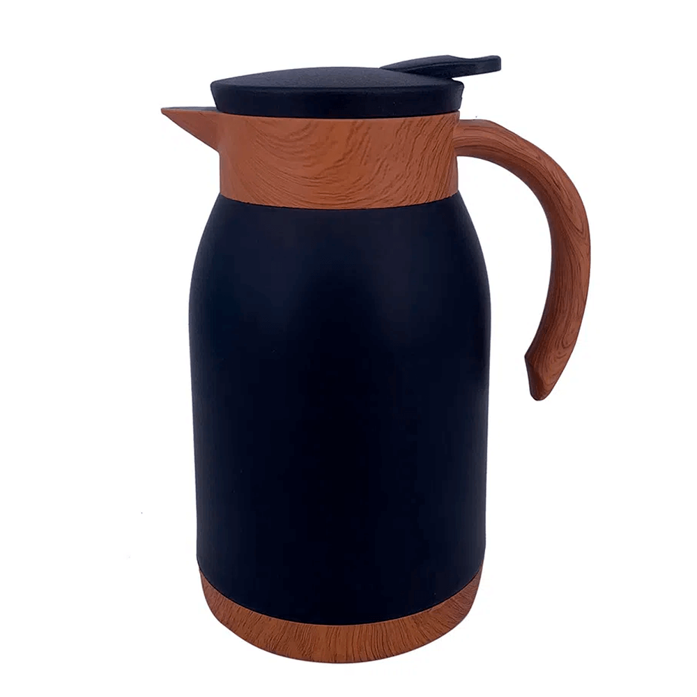 Garrafa Térmica de Aço Inox e Madeira Preta 900ML - Camicado