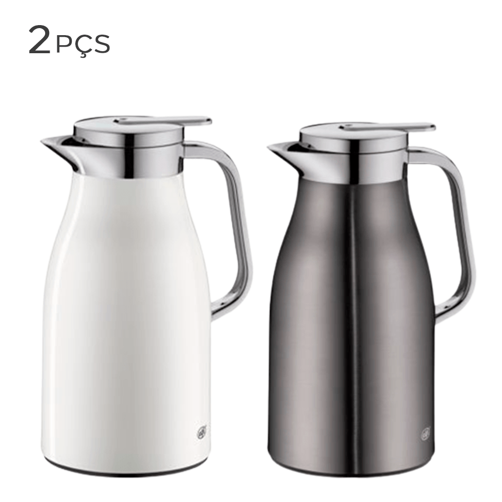 Garrafa Térmica Skyline Cinza e Branca 1L 2PÇS - Camicado