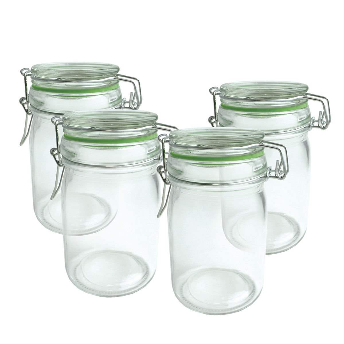 Conjunto de Quatro Potes Hermeticos vidro com trava - 250 ML - Camicado