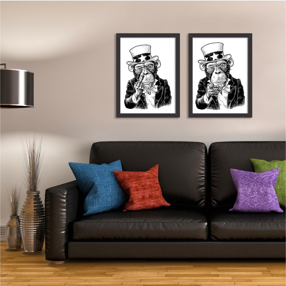 Kit 2 Quadros Decorativos Badass Monkey - Camicado