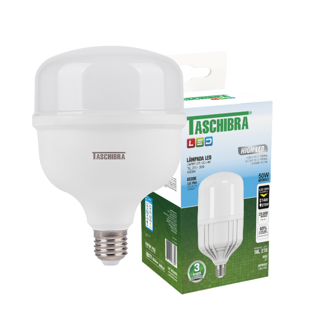 Kit 6 Lâmpadas High Led TKL 50W Taschibra E27 Bivolt - Camicado