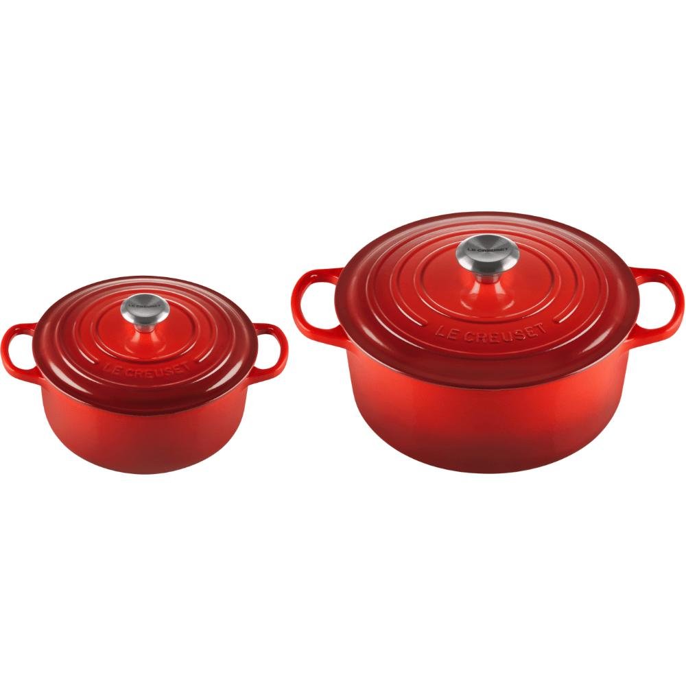 Jogo de Panelas Redonda Signature 22/26cm Vermelho Le Creuset - Camicado