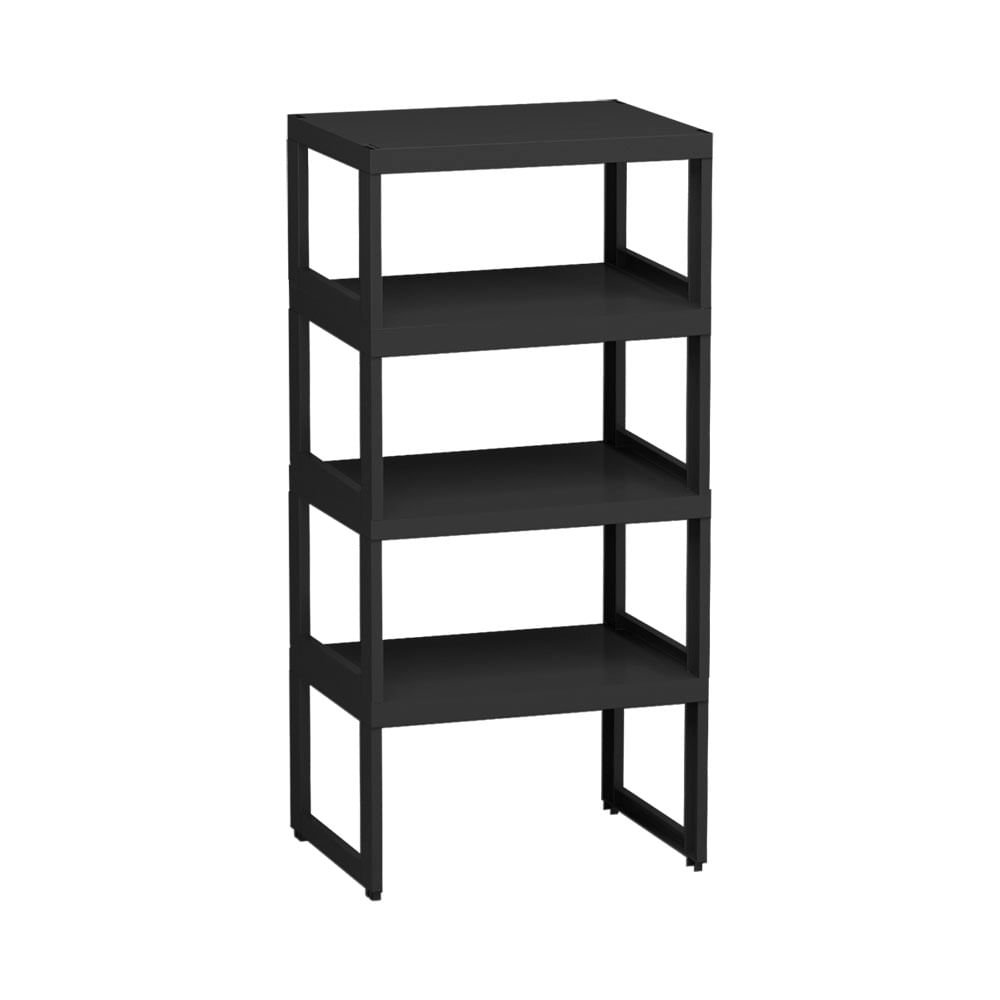 Estante preta modular estreita 4 prateleiras 7522/1 Xplast - Camicado