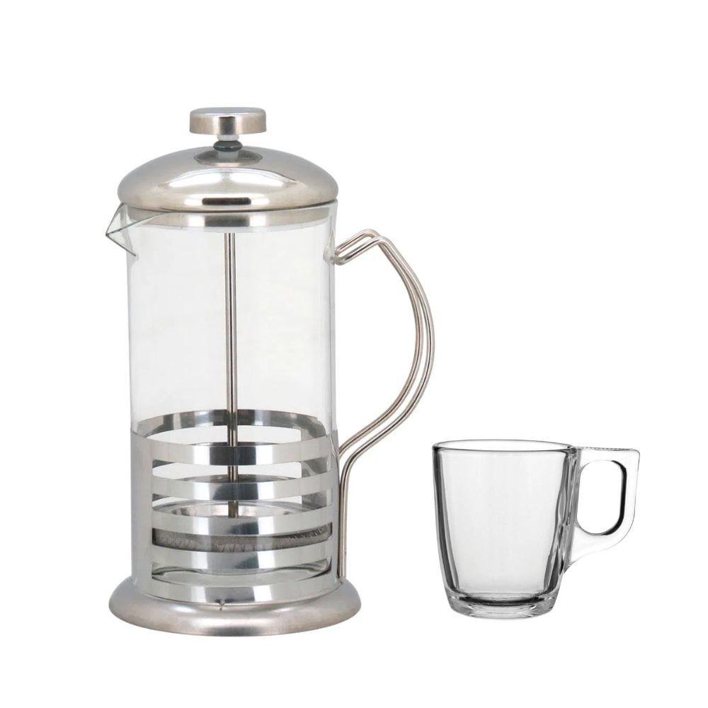 Kit Cafeteira Francesa 600Ml + Xícara Vidro 90Ml - Camicado