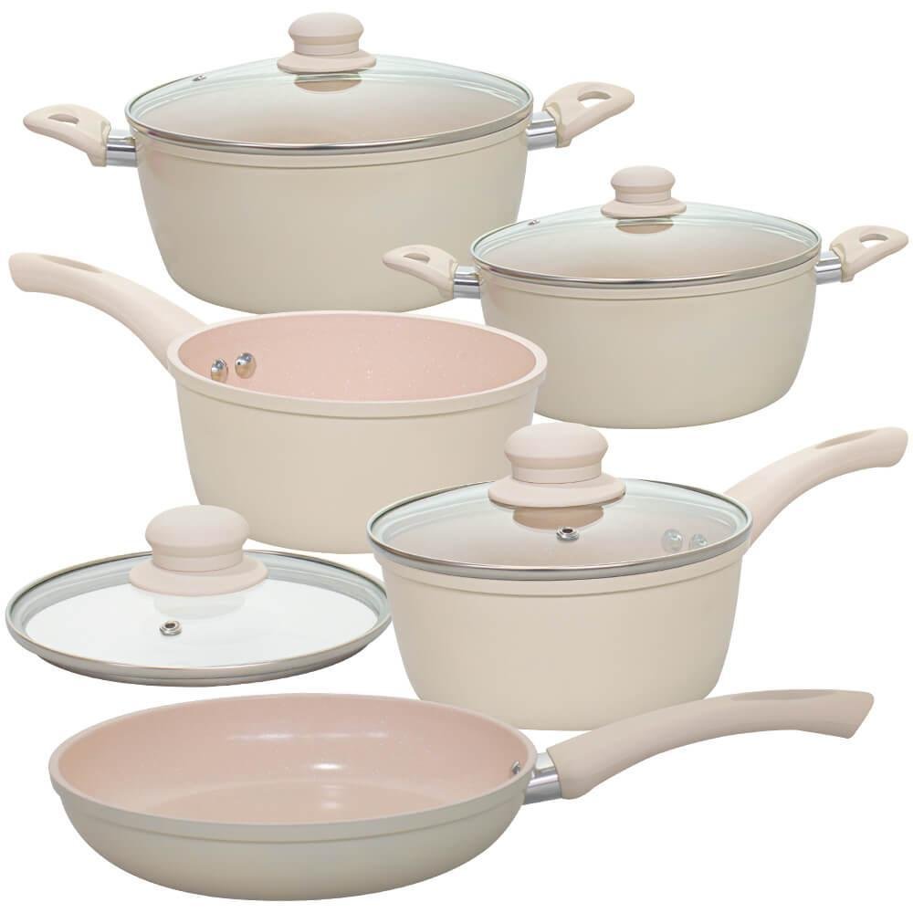 Conjunto de Panelas de Indução Antiaderente Cerâmica Incanto Bege 5 ...