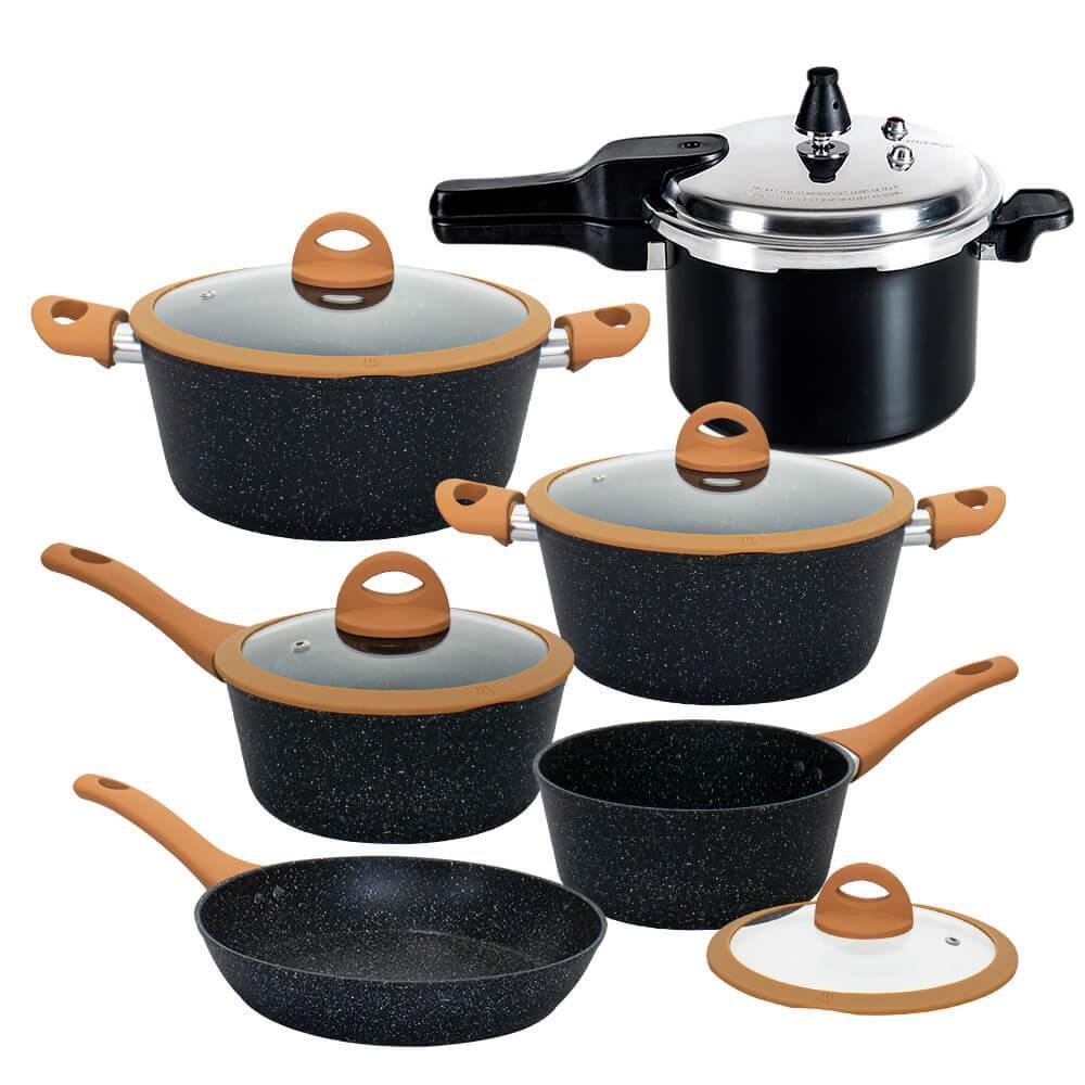 Conjunto de Panelas de Indução com Panela de Pressão Antiaderente ...