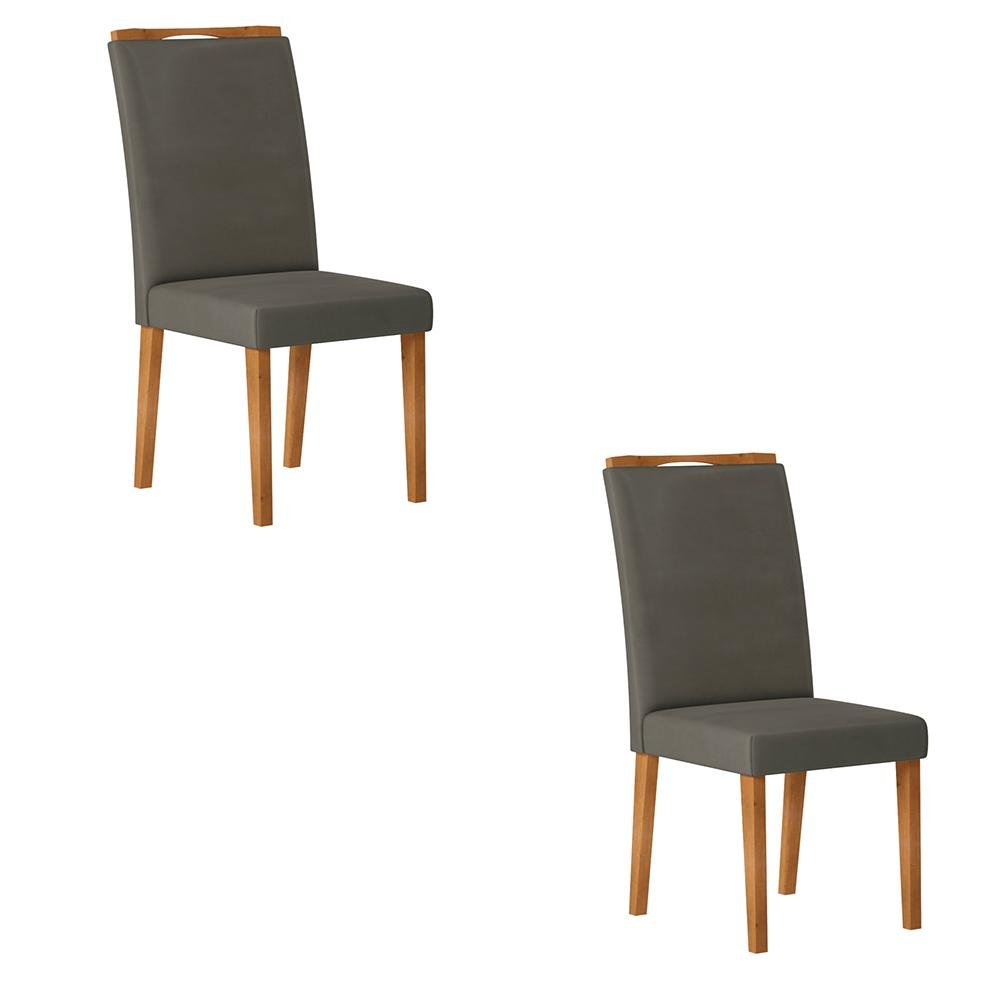 Kit 02 Cadeiras Eleonora Veludo Gris com Base de Madeira Ipê - D'Rossi ...