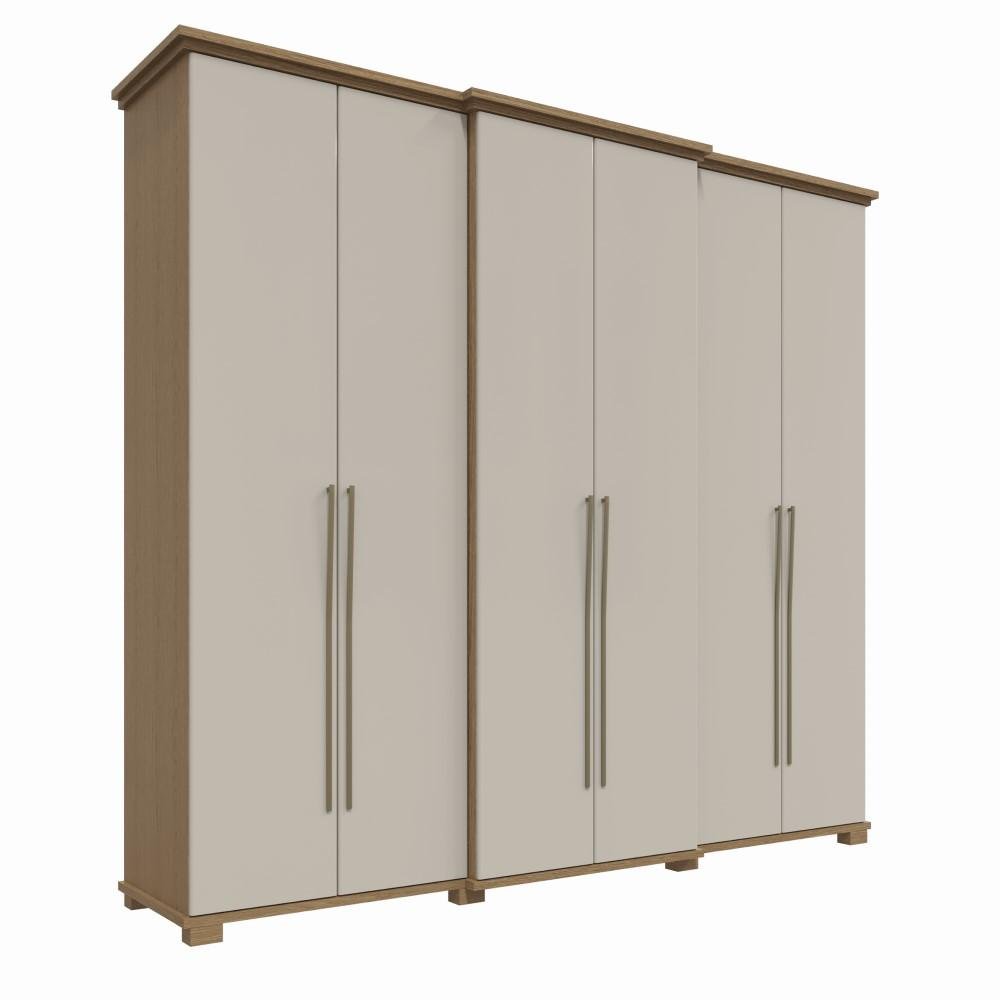 Guarda Roupa Com 6 Portas São Paulo MDF Móveis Rimo Marrom Off White - Camicado