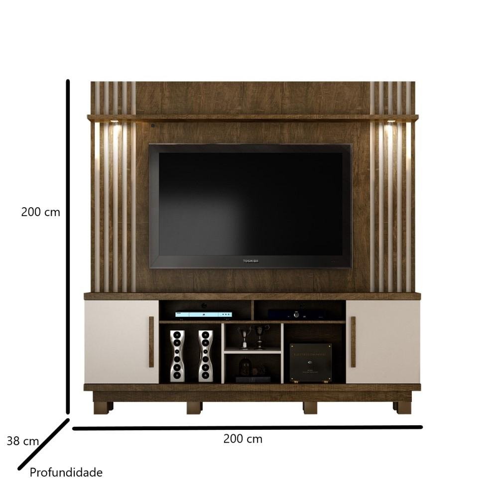Home Theater Rack TV 60 Polegadas Sala Quarto 2 Portas 1 Prateleira MDF ...