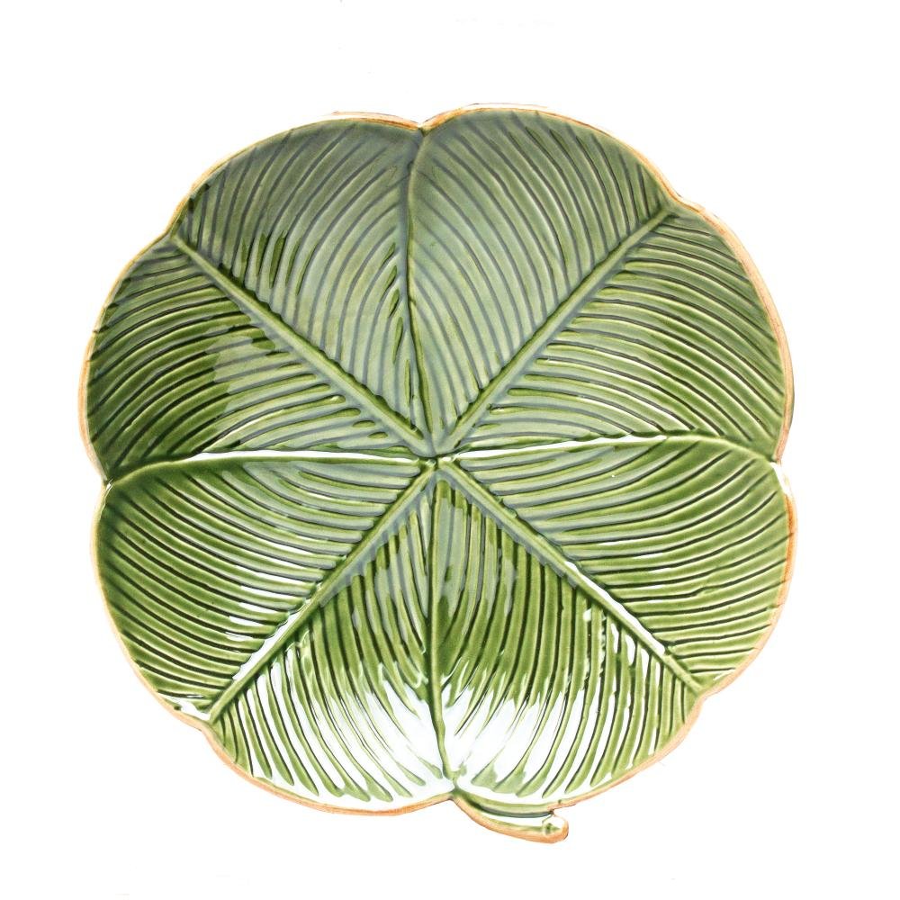 Folha Decorativa De CerÂmica Banana Leaf Verde 20X20X3Cm - Camicado