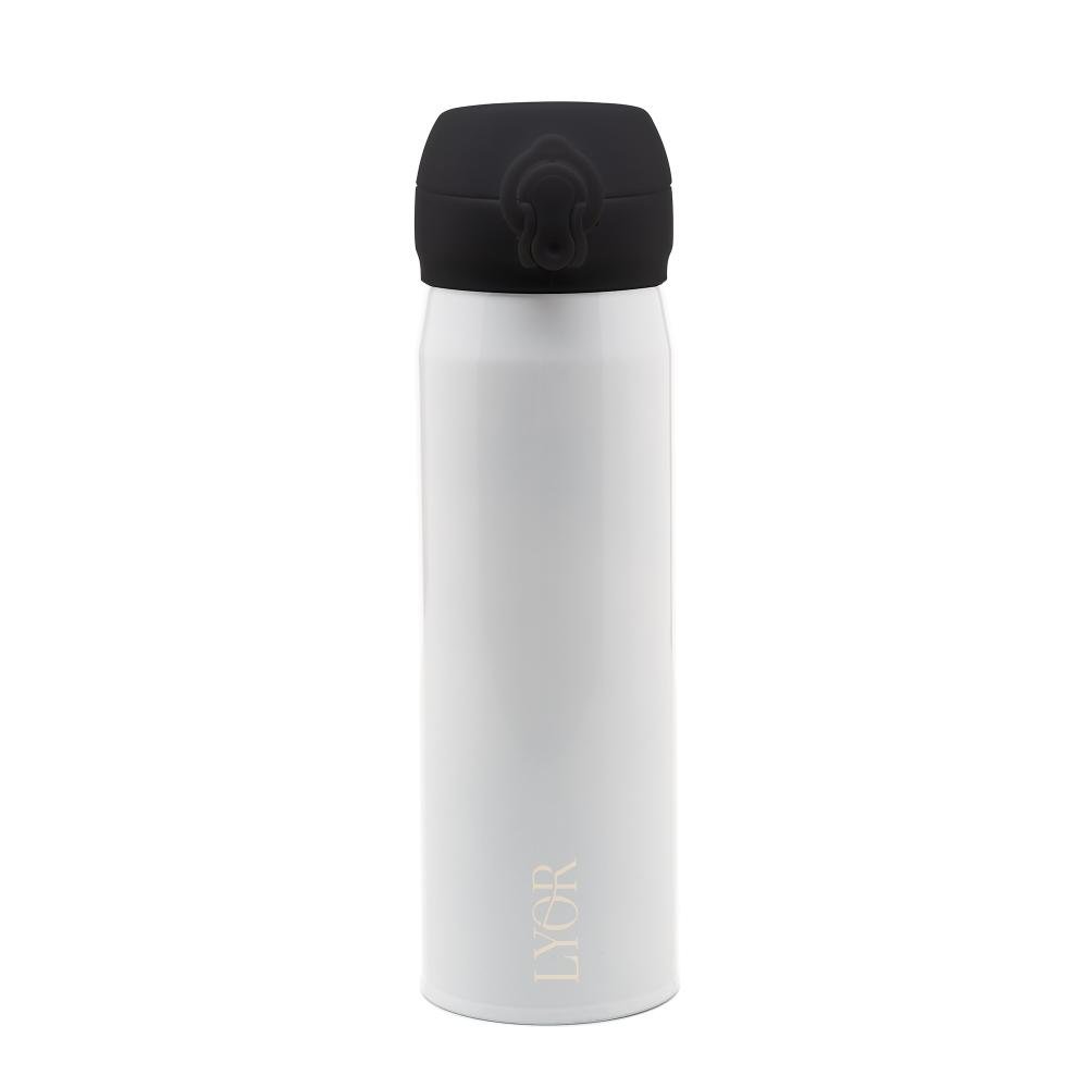 Garrafa Térmica Dupla Parede Inox C/Tampa Flip Branca 410Ml - Camicado
