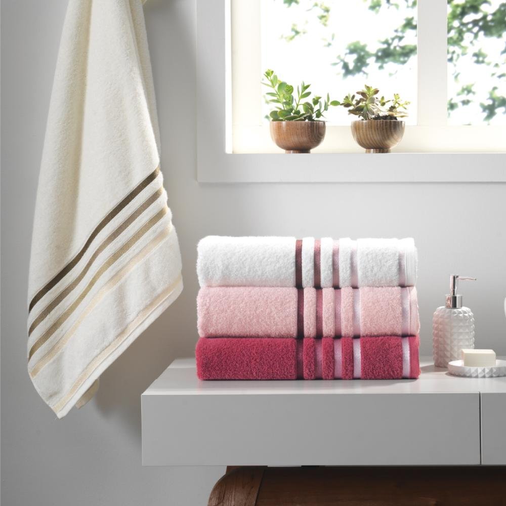 Toalha de Banho Karsten Fio Penteado Lumina Ivory/ Marrom - Camicado