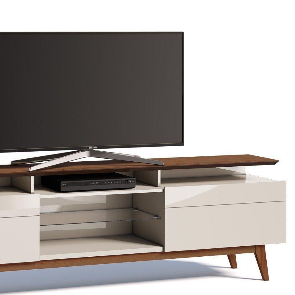 Rack Classic 218cm 2 Gavetas com Prateleira Off White/ Freijó - Imcal - Camicado