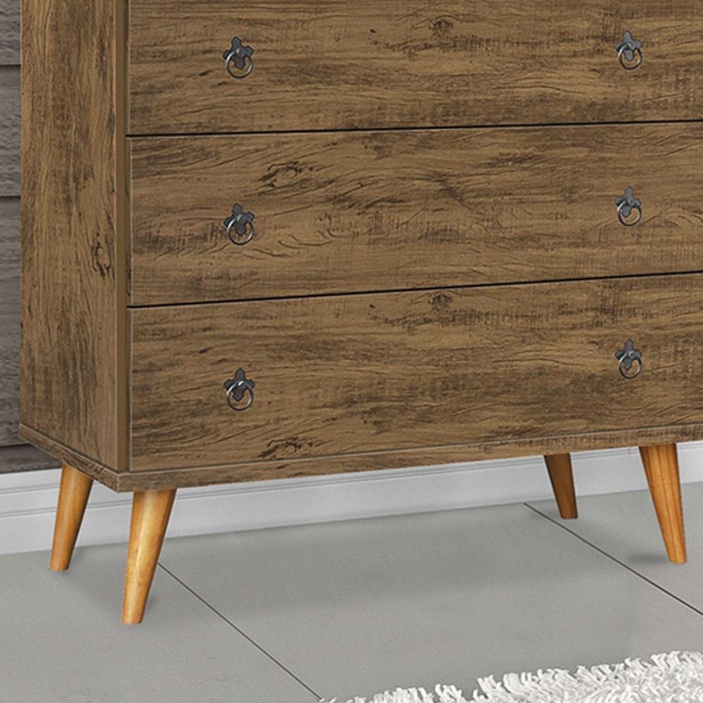 Kit 2 Cômodas 5 Gavetas Pés Palito Poeme 4068 Amêndoa Wood Luxo ...