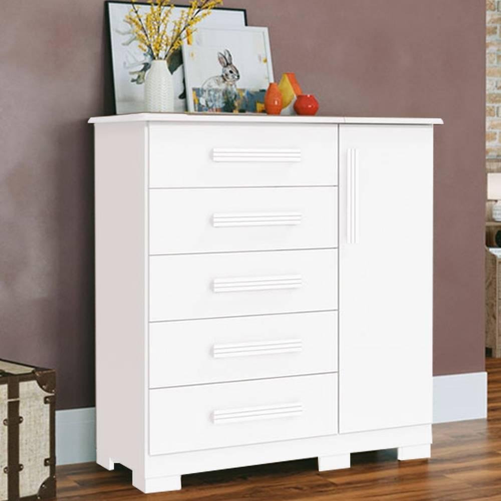 Cômoda Sapateira 5 Gavetas Fênix Adele Branco - Camicado