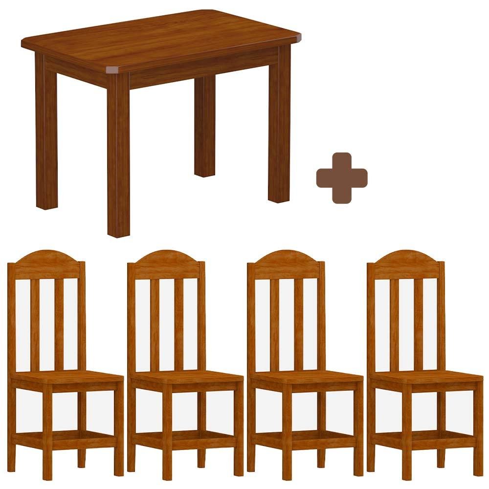 Mesa De Jantar Com 4 Cadeiras Madeira Maciça 120 x 88 Mel Safira ...