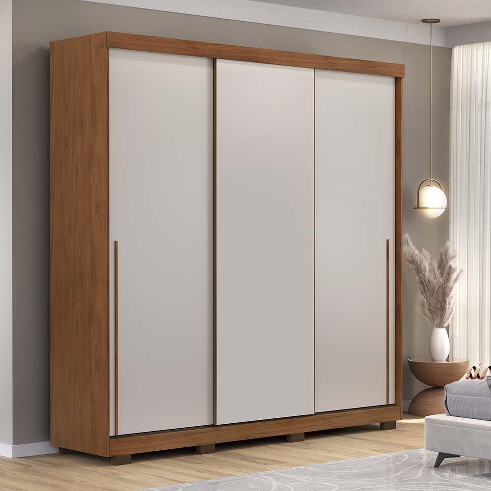 Guarda Roupa De Solteiro Com Porta De Correr 218cm Freijó Off White ...