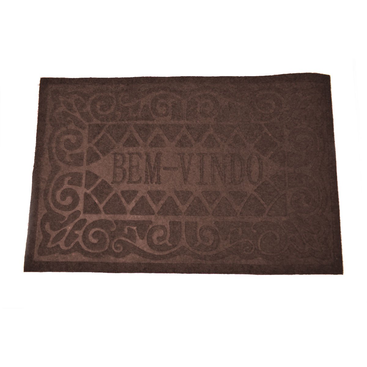 Tapete capacho Bem Vindo 37 x 57cm em poliester e PVC Marrom - Camicado