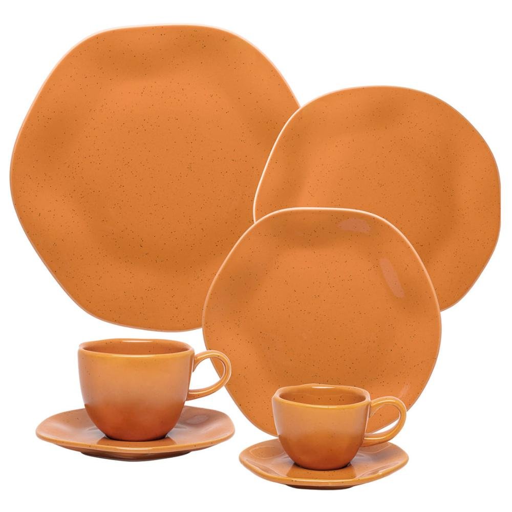 Aparelho de Jantar e Chá/Café 42 Pçs Oxford Ryo Papaya - Camicado