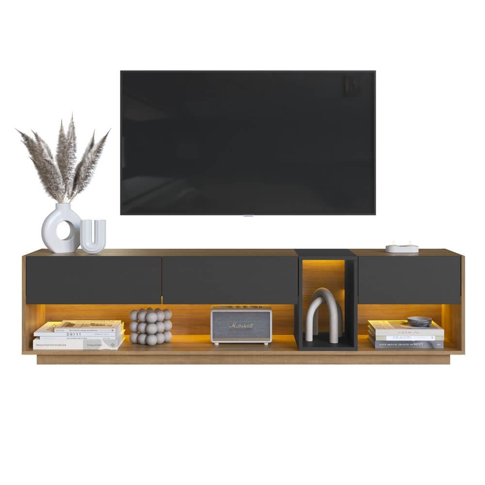 Rack Moderno Com LED 03 Gavetas 180cm PRODDY - Camicado
