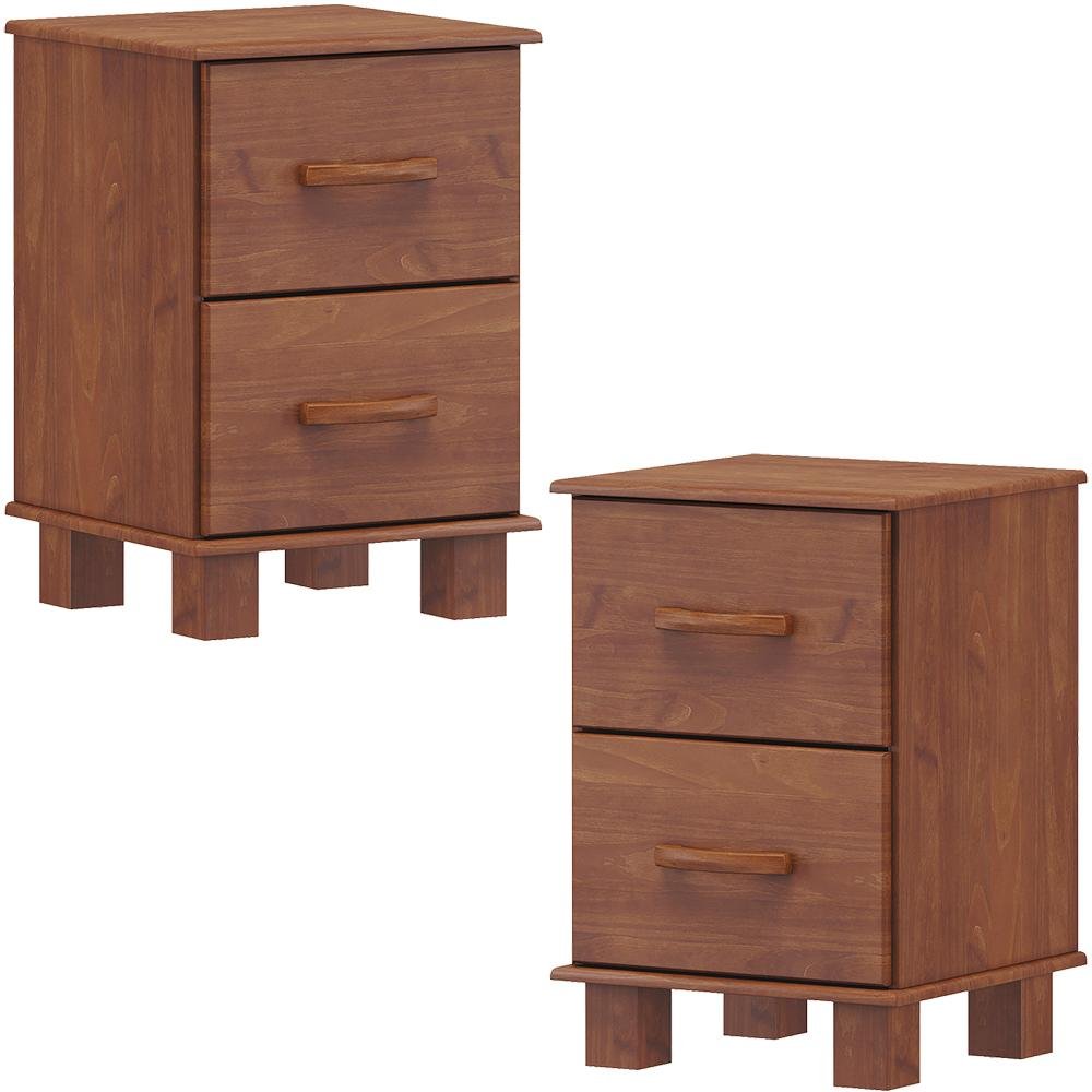 Kit 02 Mesas de Cabeceira Madeira Maciça 2G 42 cm 1137 Imbuia Milani ...