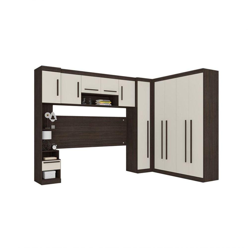 Quarto Modulado Casal De Canto 10 Portas 3 Gavetas Com Ponte De 1,80m ...