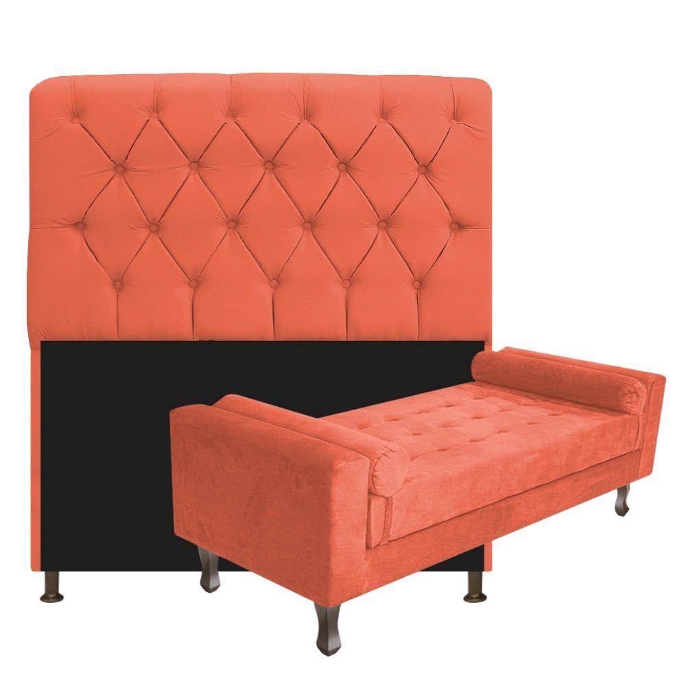 Cabeceira Lady e Recamier Félix 160 Cm Queen Size Terracota - Camicado