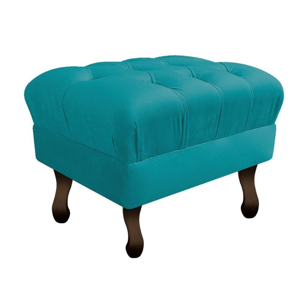 Puff Retrô Luis Xv Azul Turquesa - Camicado