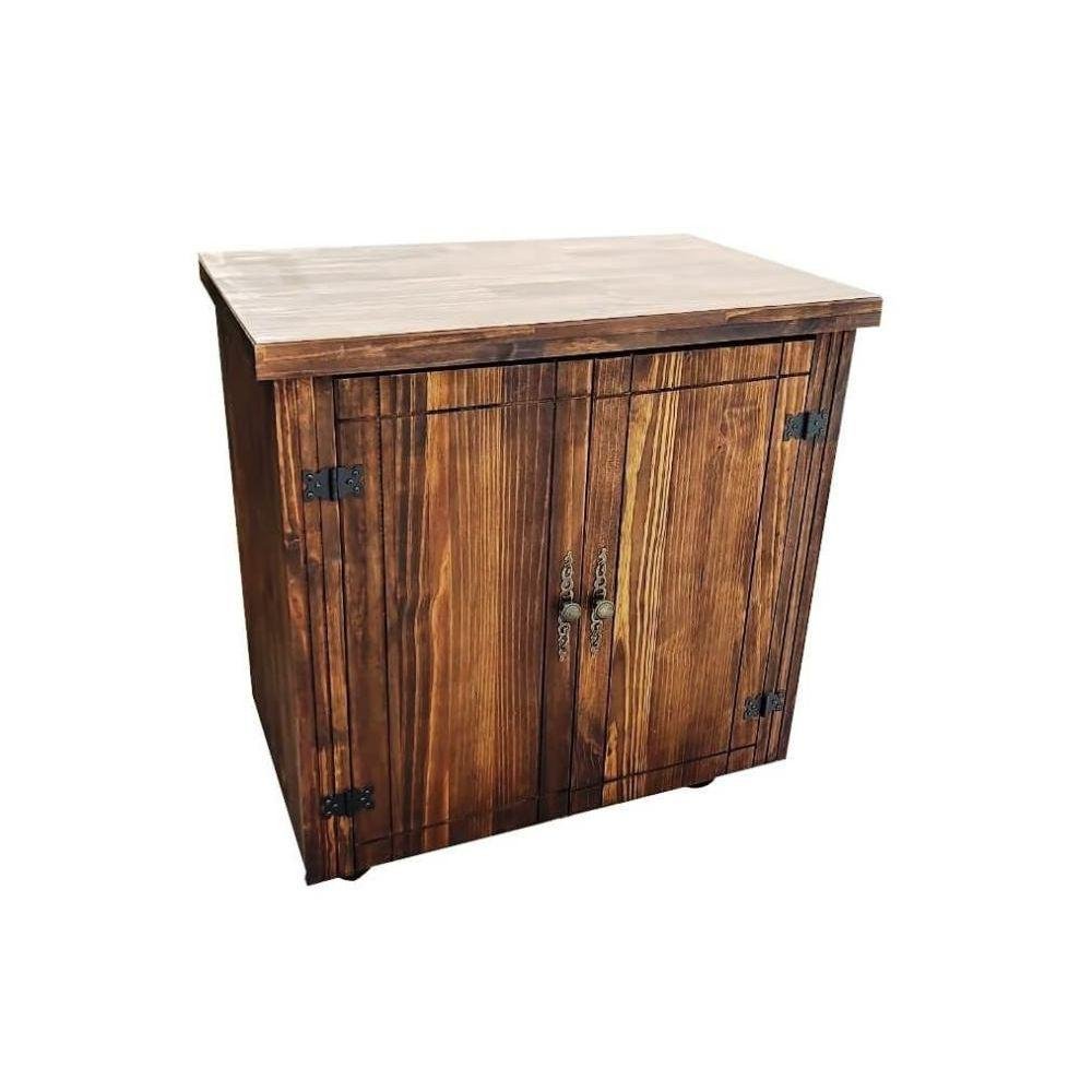 Balcão 80cm 2 Portas e Tampo Madeira Móveis Rústicos Adelin - Camicado