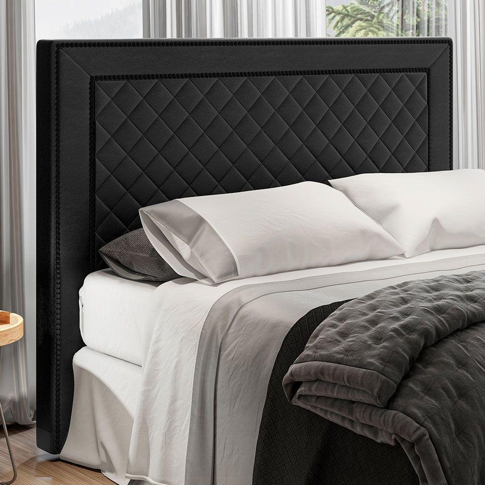 Cabeceira Cama Box Casal Queen Size Ariza 160cm Sintético Preto ...