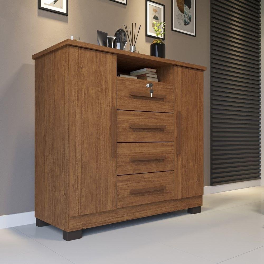 Cômoda Com Sapateira 2 Portas 4 Gavetas Versales - Imop Cor Cinamomo ...