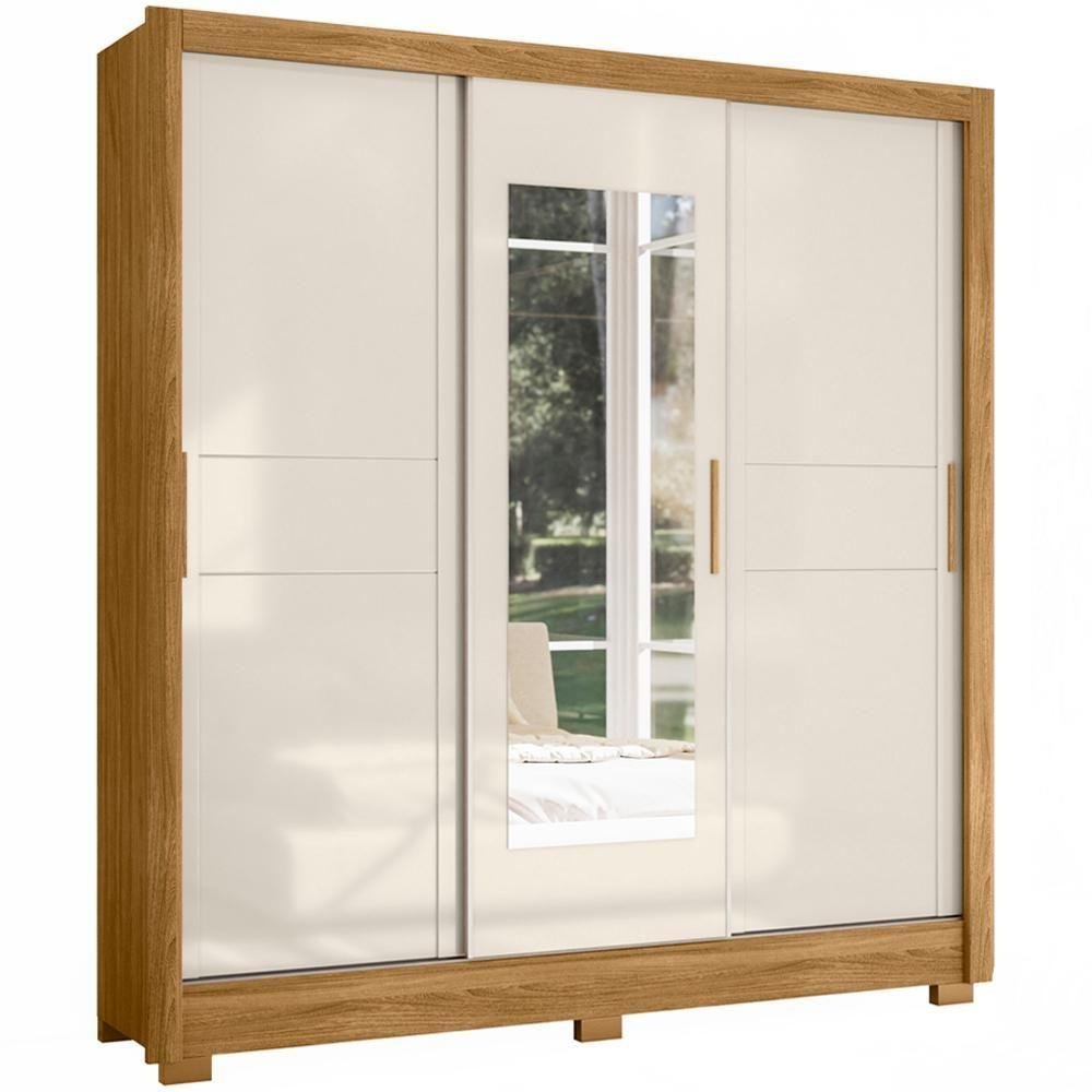 Guarda Roupa Casal 3 Portas Deslizantes Com Espelho 9880 Freijo Off ...