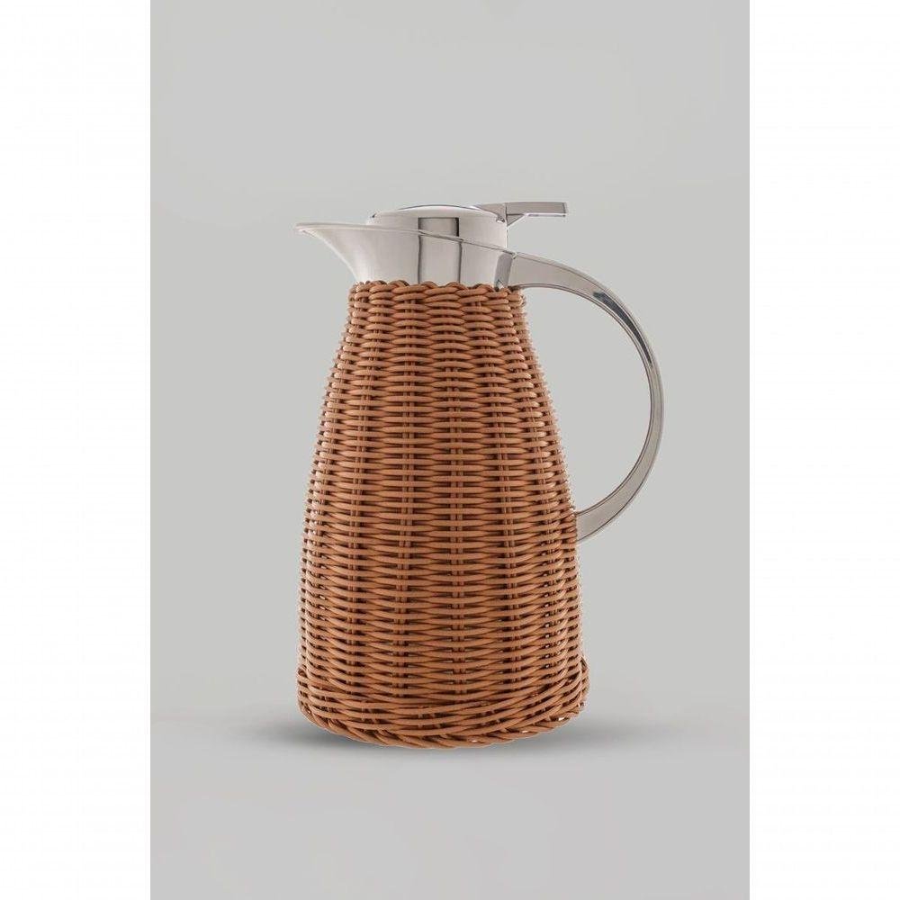 Garrafa Térmica 1,5l Em Aço Inox Com Rattan Marrom - Camicado