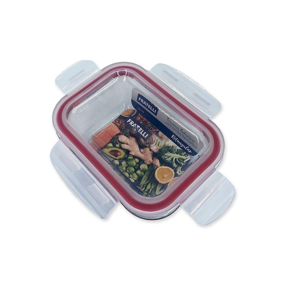 Vasilha De Vidro Hermético Com Tampa Pote Marmita Plástico 370ml Com ...