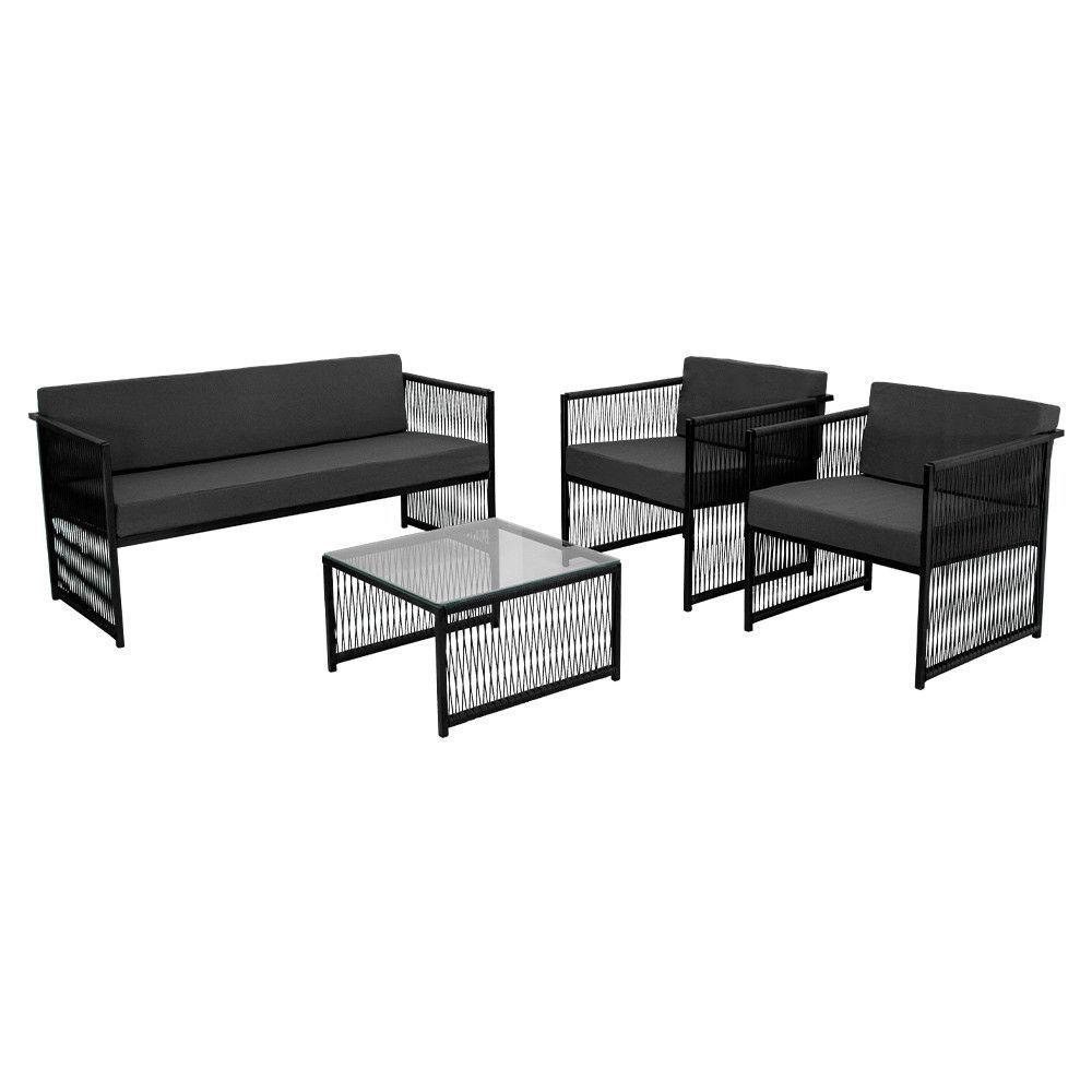 Conjunto Para área Externa De Fibra Sintética Preto-cinza - Camicado