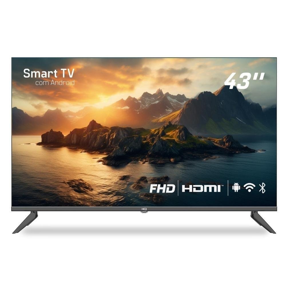 Smart TV HQ 43 Full HD Tela Sem Bordas Android 12 Design Slim HQS43NKHM ...