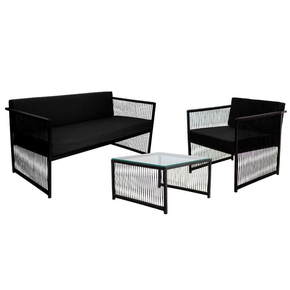 Conjunto Para área Externa De Fibra Sintética Preto - Camicado