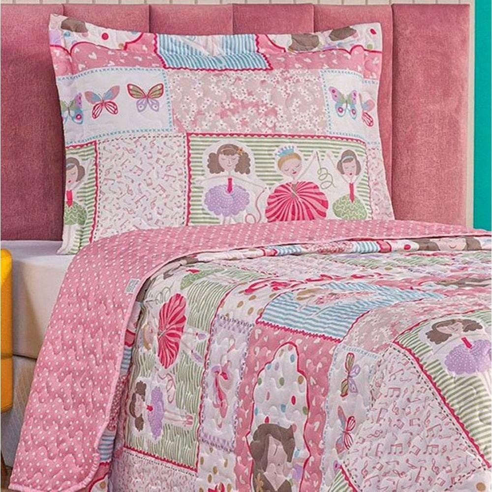 Colcha Solteiro Bouti Kids Dupla Face Estampado 2 Peças Ballet - Camicado