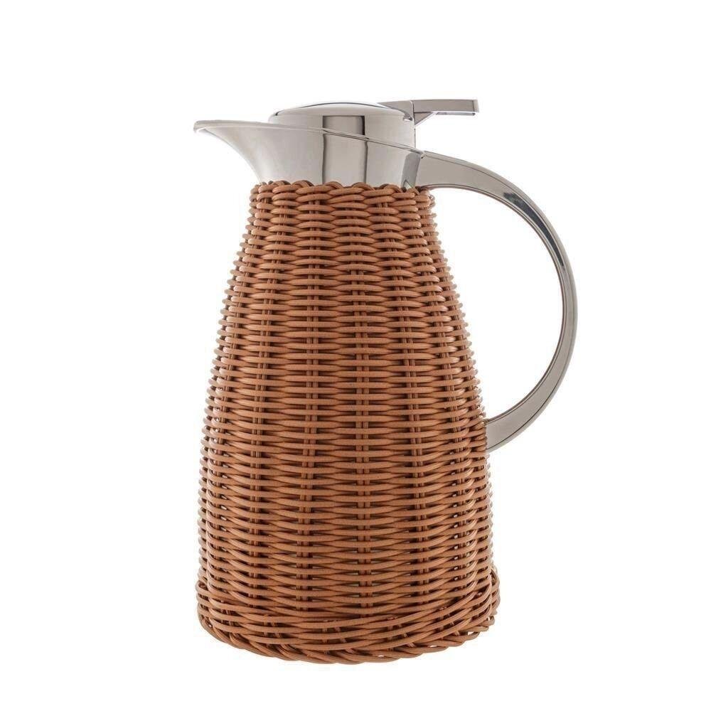 Garrafa Térmica Aco Inox Com rattan Plástico Marrom 1,5l - Camicado