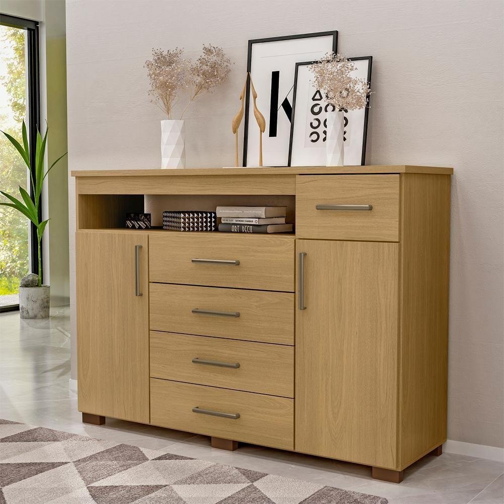 Comoda 5 Gavetas 2 Portas 152 Cm Ols Co008 Castanho Mxm - Camicado