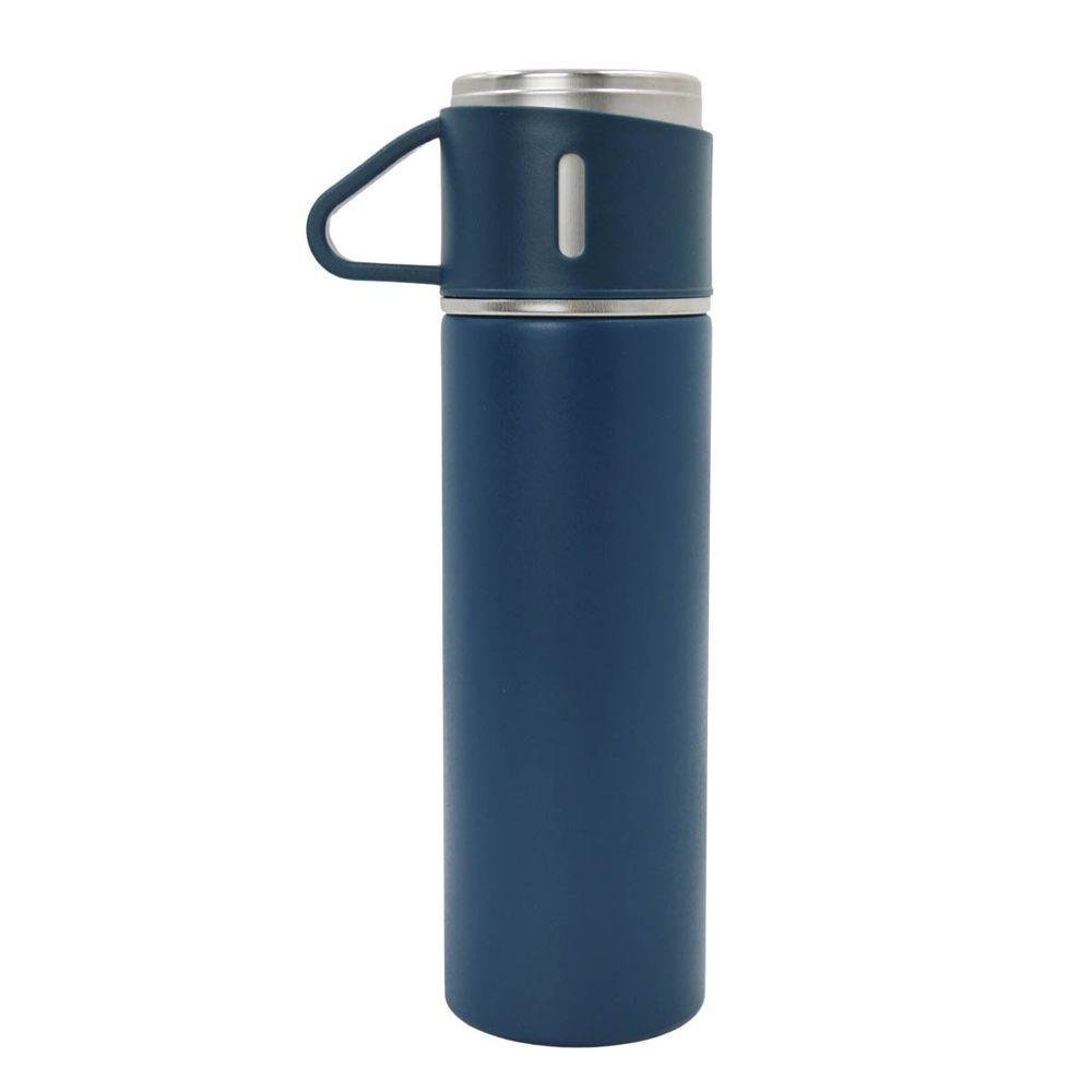 Garrafa Termica Com Copo Parede Dupla Inox Squeeze 500ml Azul - Camicado