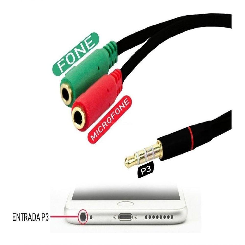 Adaptador P2 P3 Fone Microfone Audio Splitter 1 Metro - Camicado