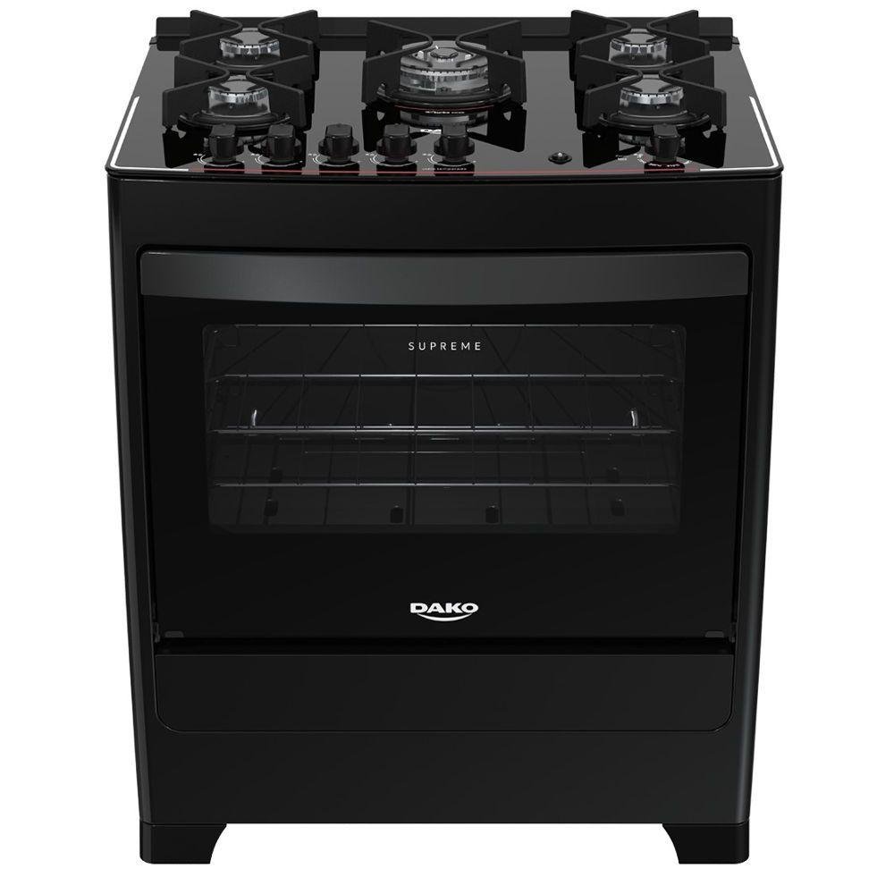 Fogão Piso Dako Supreme Glass 5Q Mesa de Vidro Preto Bivolt - Camicado