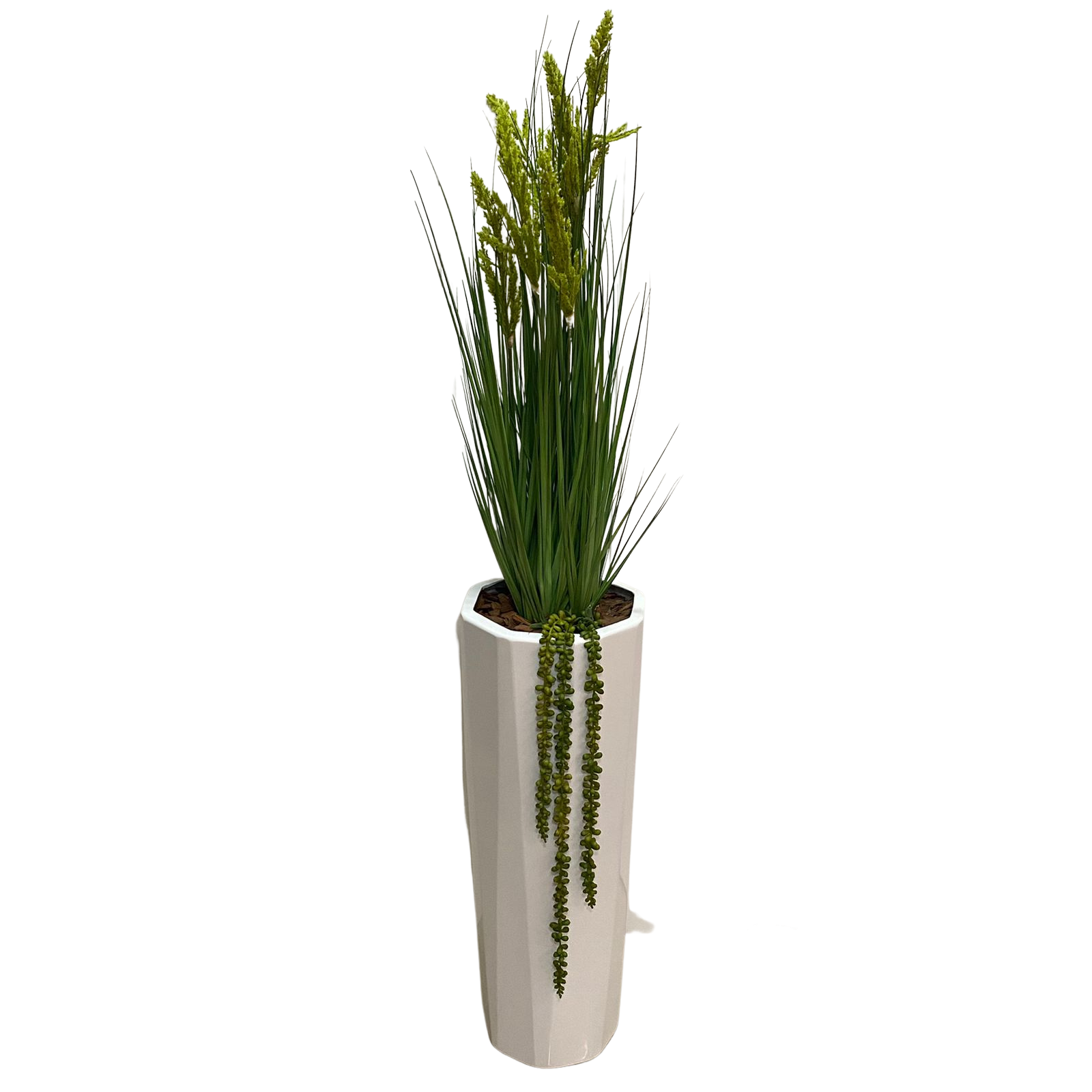 Vaso De Chão Branco Com Planta Folhagem Verde Camicado