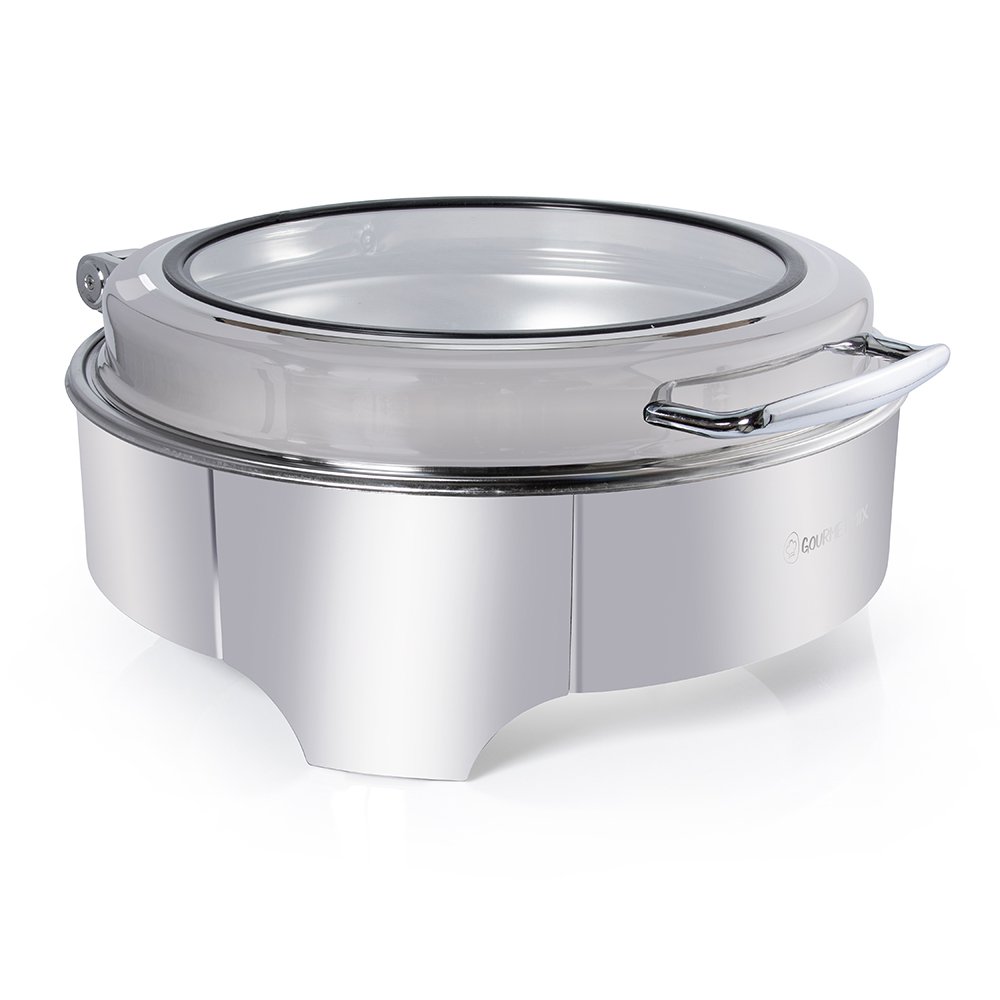 RECHAUD REDONDO GLASSVISION AÇO INOX HIDRÁULICO GOURMET MIX - Camicado