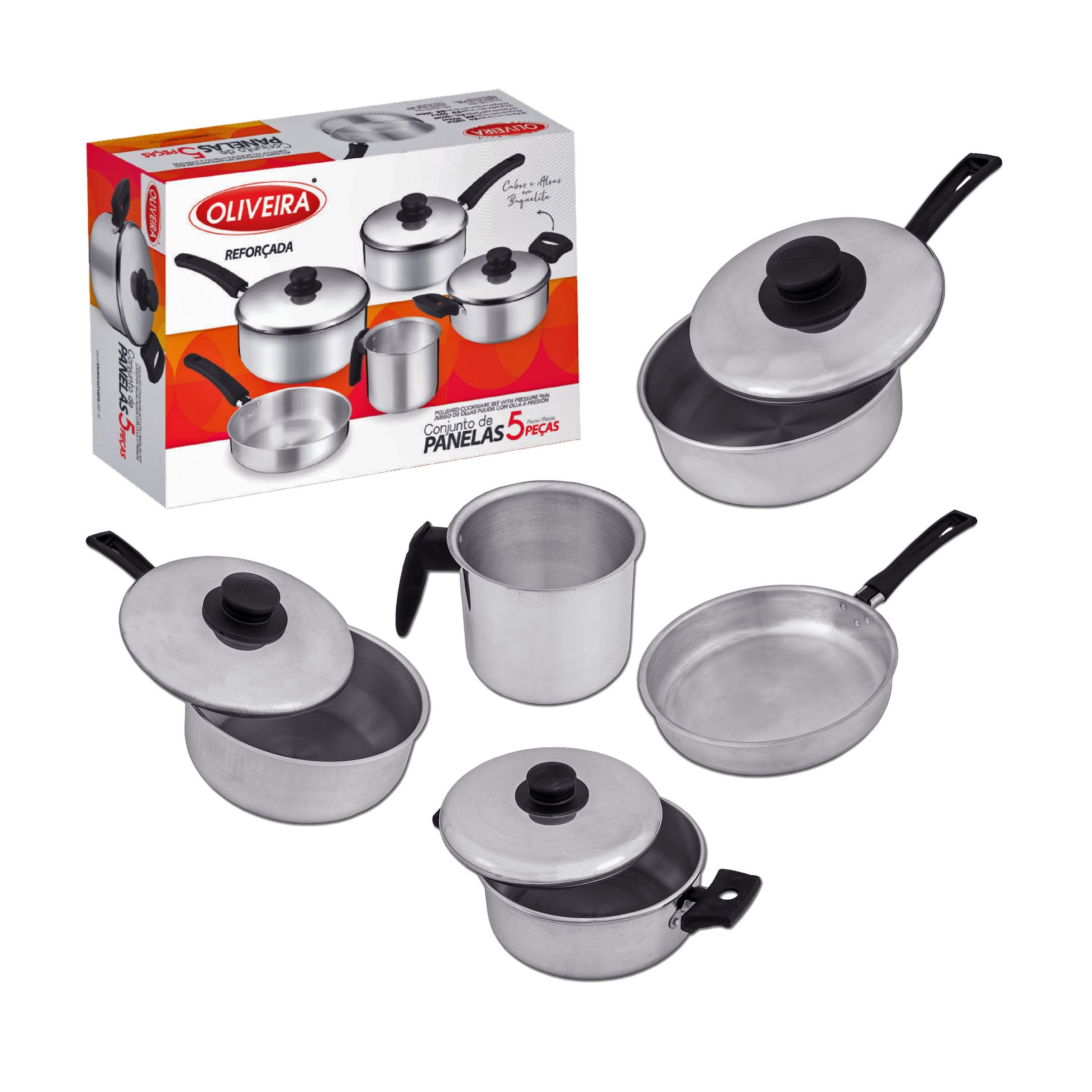 Jogo Conjunto Panelas 5 Peças Reforçadas Polida Oliveira - Camicado