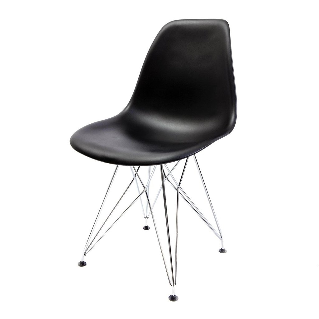 CADEIRA EAMES PP PRETO EIFFEL CROMADA - Camicado