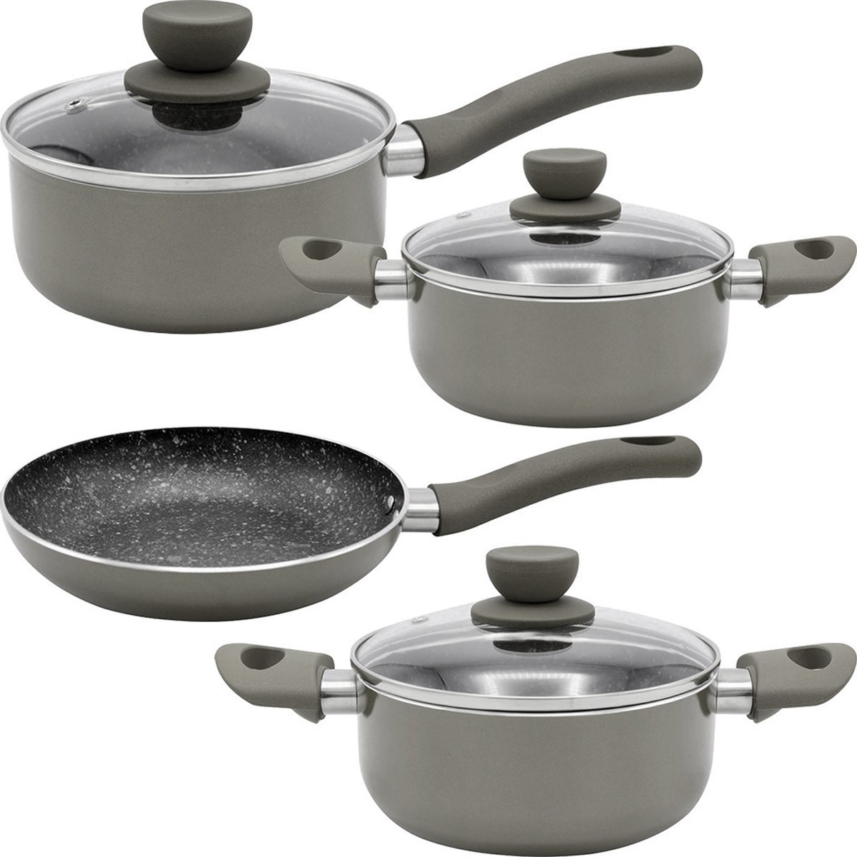 Kit 4 Panelas Alumínio Granito Antiaderente Champagne - Camicado